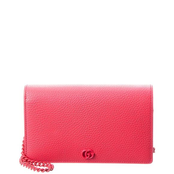 Gucci | Bags | Gucci Gg Marmont Leather Chain Wallet Pink | Poshmark